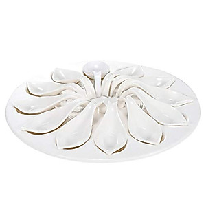 Hemoton 1 Set Eggs Platters Serving Tray Deviled Egg Dish 12 Hole Melamine Meatballs Plate Shrimp Tableware Dinnerware with Saucier Spoon for Home Kitchen Restaurant White