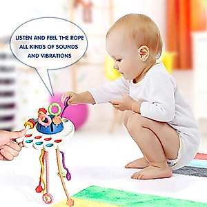 Tuko Baby Toys 6-12-18 Months Baby Sensory Toys Silicone Pull String Toys Montessori Toys for Toddlers