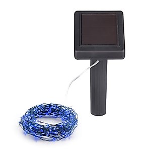 Solar Powered String Lights, 100 LED Copper Wire Lights, Waterproof Starry String Lights, Indoor/Outdoor Solar Decoration Lights For Gardens, Patios, Homes, Parties: 20 ft, Blue