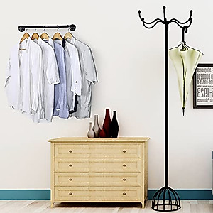Pynsseu Pipe Clothes Rack, 22 Inch Industrial Clothes Rack Wall Mount, Iron Heavy Duty Clothes Bar, Vintage Coat Hanger Rod 2 Pack.