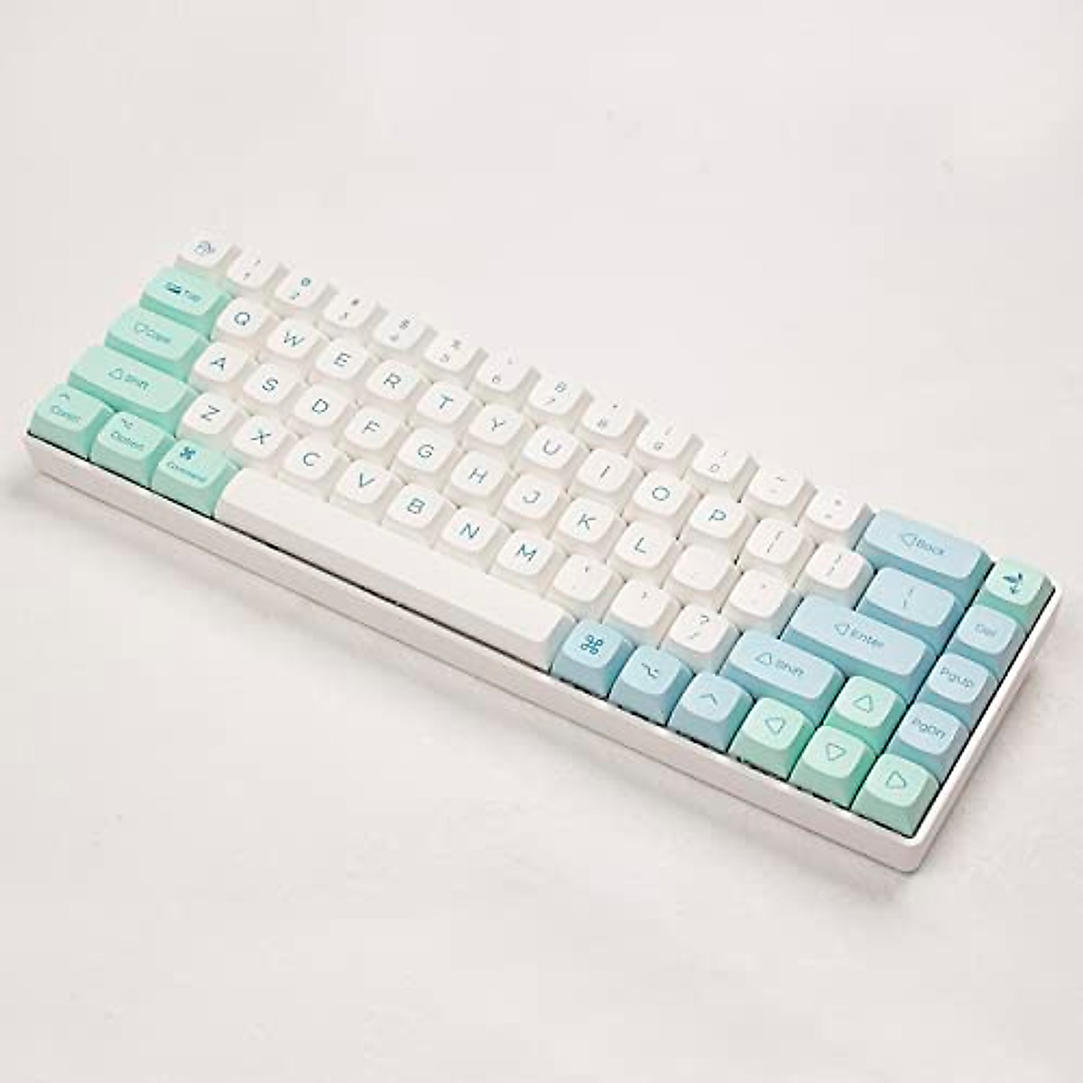 JOLINTAL 134 Keys White Green Keycaps, PBT Light Blue Keycaps, XDA Profile Keycaps Dye Sublimation Keycaps, 60 Percent Keycaps Set Suitable for Cherry MX Gaming Mechanical Keyboards (Crystal Mint)