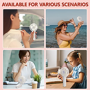 Mudder Crystal Bling Rhinestone Mini Handheld Fan Portable Usb Rechargeable Fan Battery Operated Small Folding Personal Fan for Girls Women Outdoor Travel Indoor Makeup Office (White,Classic Style)