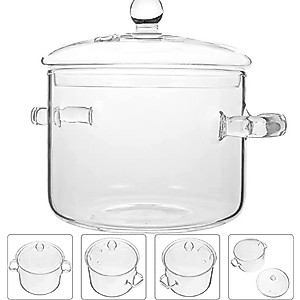 Glass Saucepan with Cover Heat-resistant Glass Stovetop Pot and Pan with Lid for Pasta Noodle, Soup, Milk, Baby Food (64oz/1900ml)