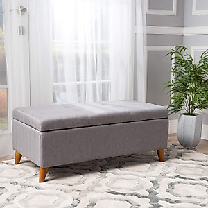 Christopher Knight Home Harper Fabric Storage Ottoman, Grey Dimensions: 19.25”D x 38.00”W x 16.25”H