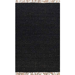 nuLOOM Benavides Tassel Jute Area Rug, 8' x 10', Black
