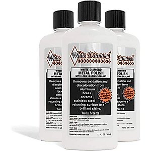 White Diamond Metal Polish - Perfect for Stainless Steel, Brass, Aluminum, Chrome, Gold, Silver - Multi-Purpose Cleaner, Sealant, & Rust Remover/Preventer for Cars, Jewelry, Boats & More - 2 Bottles