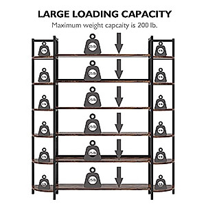 Tribesigns Modern Triple Wide 6-Shelf Bookcase, 6-Tier Large Etagere Bookshelves Storage and Double Wide Bookshelf Display Shelves with Sturdy Metal Frame for Home Office Deco, Rustic