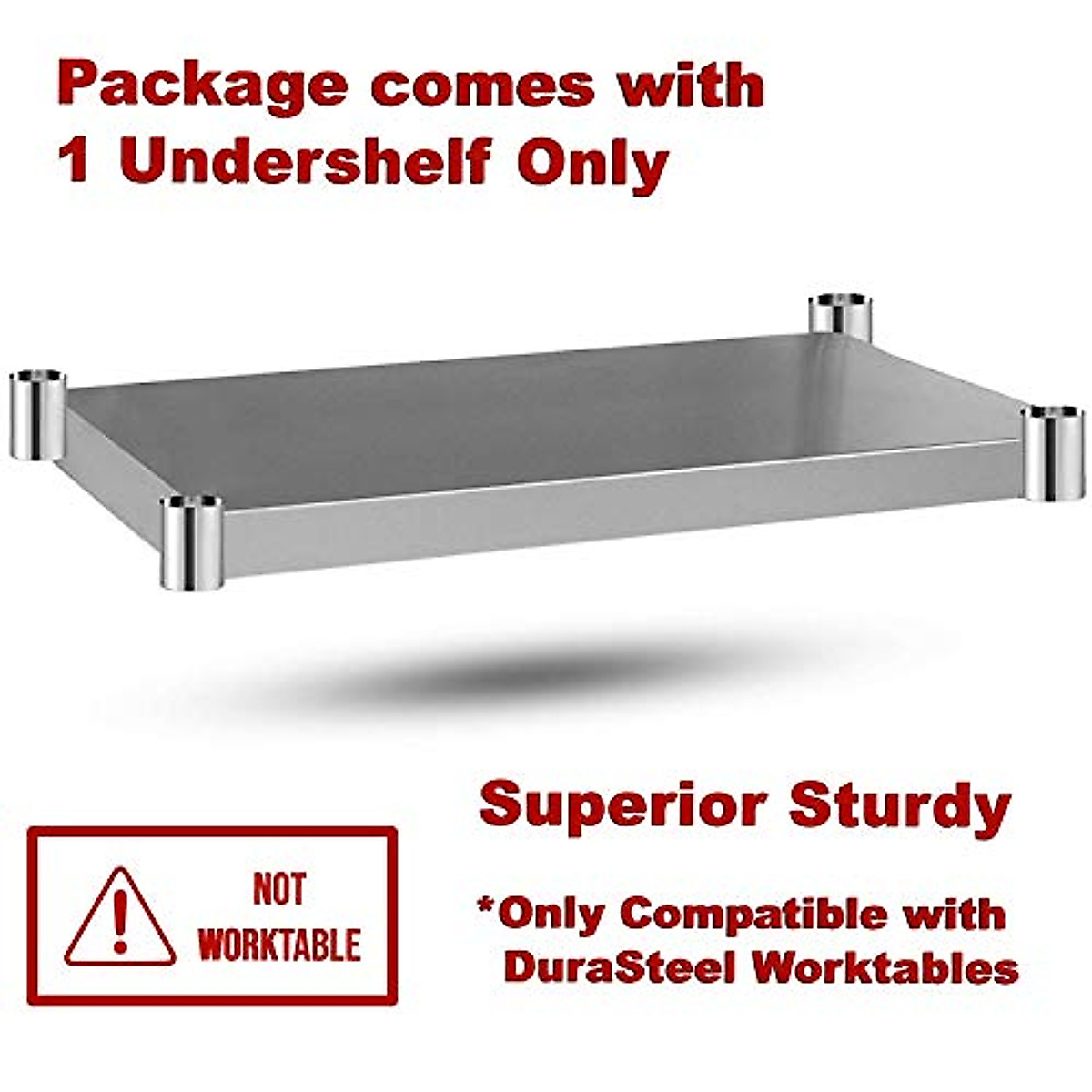 Galvanized Under Shelf for Work Tables - DuraSteel Extra Adjustable Lower Shelf for 24" x 18" Stainless Steel and Wooden Worktables - Fits for use in Restaurant, Warehouse, Home, Kitchen, Garage