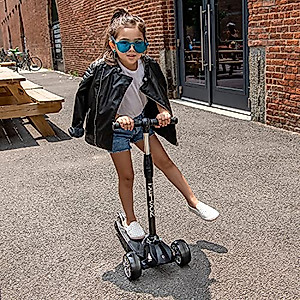 Jetson Scooters - Triton 3 Wheel Kick Scooter (Black) - Collapsible Portable Kids Three Wheel Push Scooter - Lightweight Folding Design - High Stability Lean-to-Steer Safety