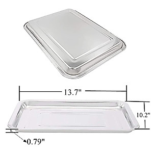Yuelong 3Pcs Stainless Steel Trays 13.5" X 10" Tattoo Trays Dental Tray Piercing Lab Instrument Tray Flat for Tattoo Baking Lab Dental