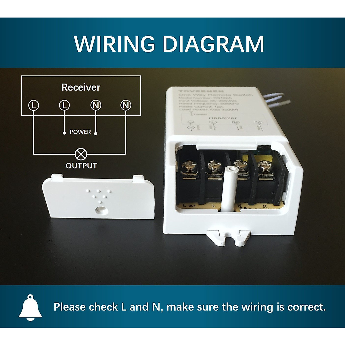 TOVEENEN Wireless Switch 400ft Long Range Wide Voltage 85~265V Large Load Remote Control for Lights Pumps Water Heaters Vacuum(2 Remote)