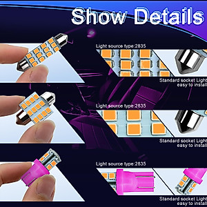 NTNEV 24PCS LED Interior Replacement Bulbs, Interior Car Lights, Dome Light LED Car Bulb Kit Set T10 31 mm 42 mm, Used for Map Dome Lights and License Plate Courtesy Lights Accessories (Pink)