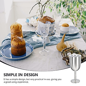 Angoily Insulated Wine Glasses with Lid Stainless Steel Wine Tumbler with Stem, 10 oz Unbreakable Goblets Stemmed Wine Glasses for Champaign, Cocktail, Home Bar and Nightclub (Silver)