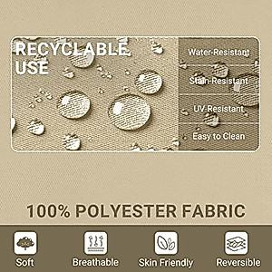 downluxe Outdoor Chair Cushions for Patio Furniture, Waterproof Square Corner Memory Foam Patio Chair Cushion with Adjustable Ties and Portable Handle, 19" x 19" x 3", Khaki, 2 Pack