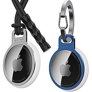 2 Pack laylion airtags Secure Holder Ring, Aluminium Invisible Slim Thin Keychain Minimalist Case for AirTag 2021 Finder Items iPhone 12/13 Dogs, Cat, Backpacks Air Tag Keys Carabiner (Silver+Blue)