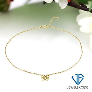 JEWELEXCESS Ankle Bracelet for Women – 14k Gold-Plated Anklets for Women – Butterfly Anklets for Women, Ankle Bracelets for Women – Adjustable 11 Inch Anklet – Butterfly Gifts for Women
