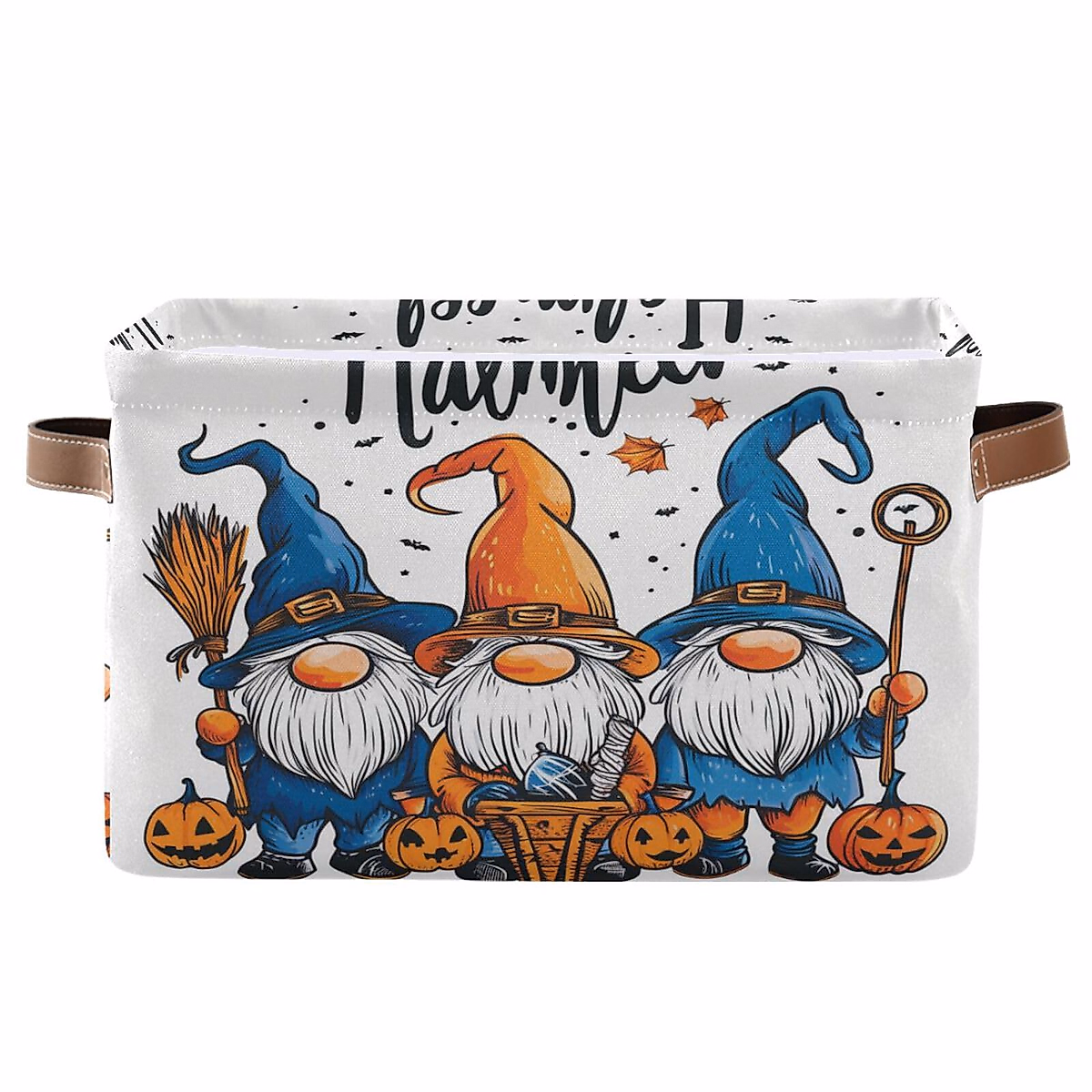 senya Halloween Storage Basket, Halloween Dwarf Foldable Fabric Collapsible Storage Bins Organizer Bag for Storage Clothes