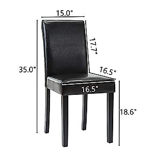 LSSPAID Dining Chairs, PU Leather Padded Dining Chair, Modern Solid Wood Kitchen Chairs, Set of 4, Black