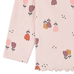 Gerber Baby Girl's Toddler 2-Pack Double Ruffle Long Sleeve Tops, Pink & Purple, 2T