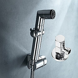 ZLOCYIVHE Hand Held Bidet Sprayer for Toilet, 2 Function Chrome Bidet Shattaf, ABS Spray Bracket, Stainless Steel Shower Hose,Spray Set(Spray Set with Angle Valve)