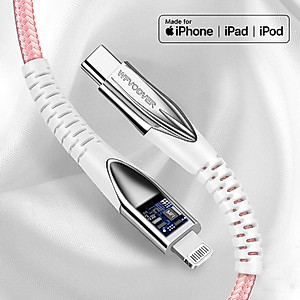 WFVODVER USB-C to Lightning Cable [MFI Certified] 10FT/3M iPhone 12 Nylon Braided Type C Fast Charging Cable Compatible with iPhone 12/12Mini/12 Pro/11/11Pro/11 Pro Max/X/XS/XR/XS MAX (Pink)