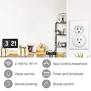 Smart Plug, Wi-Fi Outlet Switch That Work with Alexa/Google Home/Smart Life, Timer Schedule ON/Off Plug, Mini Wireless Socket, 2.4 GHz， No Hub Required, 2 Pack