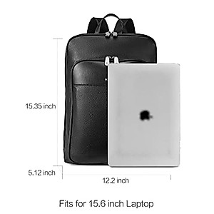 BOSTANTEN Leather Laptop Backpack for Women 15.6 inch Computer Bag Travel Work Daypack Large Size Bag