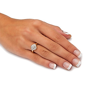 PalmBeach Yellow Gold-plated Genuine Diamond Squared Cluster Ring (1/10 cttw, I Color, I3 Clarity) Sizes 6-10 Size 7