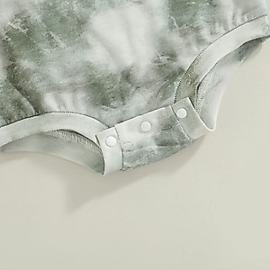 Endorothii Infant Baby Boy Girl Fall Clothes Tie Dye Sweatshirt Romper Oversized Crewneck Bodysuit Long Sleeve Outfit (Green Tie Dye, 6-12 Months)