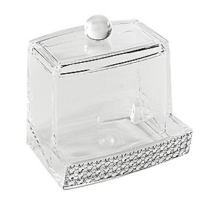Laura Ashley Q-tip Box in Pave Diamond Design, Super Clear