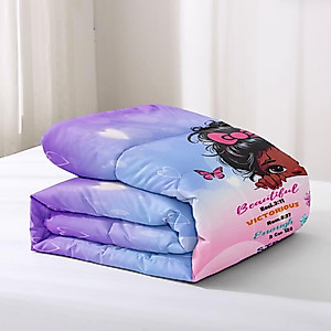 GRAT TIOC Black Girl Comforter Sets Twin,Black Girl Magic Bedding Set,African American Girl Comforter Set for Kids Afro Melanin Bedroom Bed Set