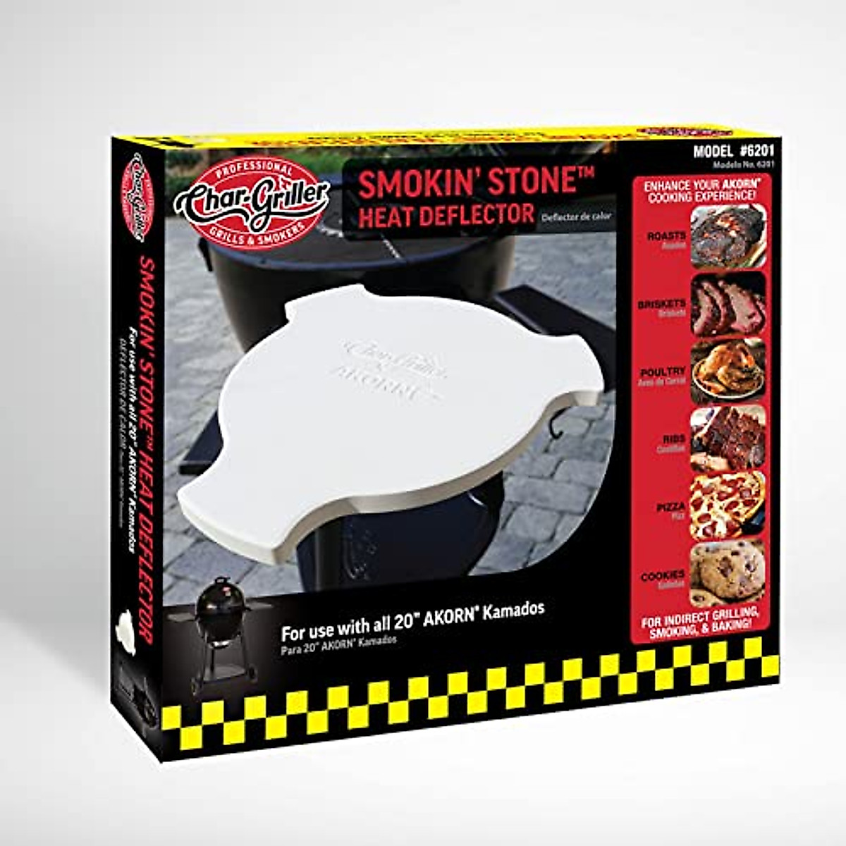 Char-Griller 6201 AKORN Smokin Ceramic Smoking Stone, 15”L x 15”W x 1”H ...