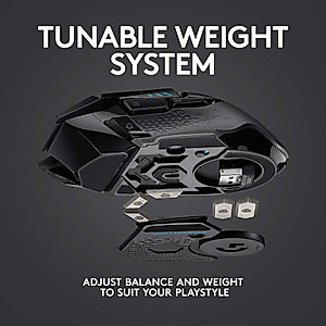 Logitech G502 Lightspeed Wireless Gaming Mouse with Hero 16K Sensor, PowerPlay Compatible, Tunable Weights and Lightsync RGB - Black (Renewed)