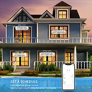 SMAAIR 52 Inch Smart Ceiling Fan with Lights and 10-speed DC Motor, Works with Remote Control/Alexa/Google Home/Siri Shortcut, Dimmable LED Light (White)