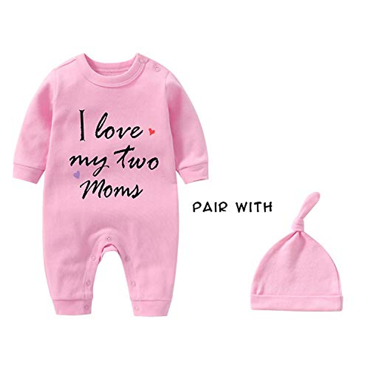 YSCULBUTOL Baby Twins Baby Boy Girl Romper Mothers Day I love My Two Mom Newborn Baby Clothes Set (pink mother love two 3m)