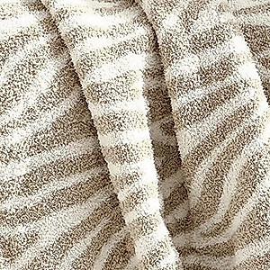 Luxury Sage Green Throw Blanket Knitted Ultra Soft Stripes Beige Blanket Zebra Pattern Air Feel Cozy Warm for Bed Sofa Couch in All Seasons