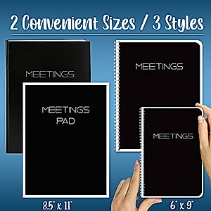 BookFactory Meeting Notebook/Meeting Book for Work- Black 120 Pages (Ruled Format), 8.5in x 11in, Wire-O Bound (MTG-120-7CW-A-(Meetings-K)-MX)