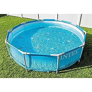 Intex 28207EH 10 Feet x 30 Inch Rust Resistant Steel Metal Frame Outdoor Backyard Above Ground Circular Beachside Swimming Pool with Filter Pump