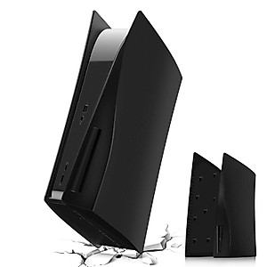 PS5 Plates, Hard Shockproof PS5 Faceplate Compatible with Play Station 5 Console, ABS Anti-Scratch PS5 Console Cover Dustproof PS5 Replacement Shell Plates for PS5 Console Disc Edition - Black