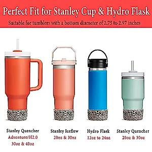 2Pcs Protective Silicone Boot For Stanley Quencher Tumbler 30 oz 40 oz & IceFlow 20oz 30oz & Hydro Flask Water Bottle 12-24oz & Simple Modern 40 oz Tumbler- Cup Bottom Sleeve - Stanley Cup Accessories