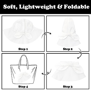 Sarfel Baby Girl Sun Hat Summer Baby Hats UPF 50+Toddler Sun Hat Infant with Wide Brim Bucket Hat White 46cm/0-6 Months