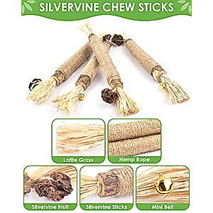Silvervine Sticks for Cats, TINDTOP 10 Pack Natural Catnip Chew Toys for Kittens Teeth Cleaning, Matatabi Dental Care, Increase Appetite, Calm Cat Anxiety and Stress, Aggressive Chewers Cat Dental Toy