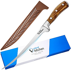 Filet Knife For Fish (7CR17MOV) - (7 inch) Stylish Fillet Knife For Family - Fillet Knife For Meat - Reliable Fishing Knives for Indoor Outdoor - Best Fillet Knife wooden handle- Fish Knife Filleting