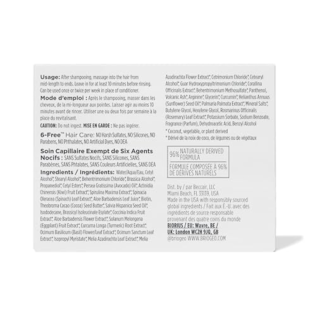 Briogeo Superfoods Avocado + Kiwi Mega Moisture Mask, Protein-Free, Deep Hydration, Enhance Shine, Moisturizing Mask for Dry Hair, Lock In Moisture, Vegan, Cruelty-Free, 8 fl oz