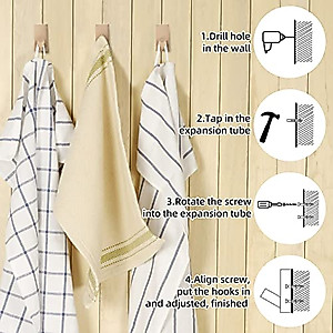 Laelr 6 Pack Wood Wall Hooks Wood Coat Hooks Wall Mounted Rustic Wooden Wall Hooks with 12 Screws Heavy Duty Wall Hanger Robe Hook for Hanging Coats Backpacks Hats Scarf Clothes Towels Bags 11-22lbs