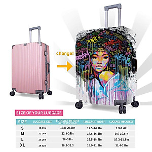 NELife Travel Suitcase Protector African American Girl Elastic Protective Washable Luggage Cover With Concealed Zipper Suitable For 18-32 Inch -M(A little large)