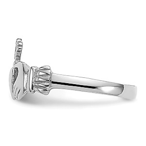 Solid 14k White Gold Ladies Irish Claddagh Celtic Ring Band Size 6.5