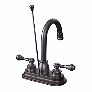 Ivanees Double Handle Bathroom Faucet with Drain, High-Arc Centerest Bathroom Sink Faucet with Lift Rod, Oil Rubbed Bronze Finish, Zinc Handle, Brass Body, 3 Holes Deck Mounted Bath Faucet