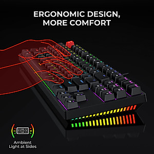 havit Mechanical Keyboard, TKL Mechanical Gaming Keyboard Wired LED Rainbow Backlit Keyboards Red Switches 80% 87 Keys Compact for PC Gaming Computer