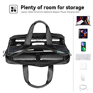 Smatree 13-14inch Logo Print Canvas Laptop Leather Briefcase for 13-14inch MacBook Air Bag,14inch Dell Inspiron Leather Briefcase for Men,14inch Leather Laptop Bag for Men,Black Blue